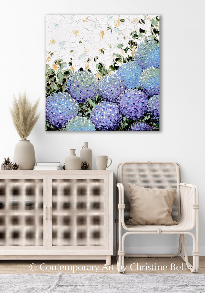 Original Art Floral Painting Hydrangea Flower Texture Canvas Wall Art – Contemporary Art by ...