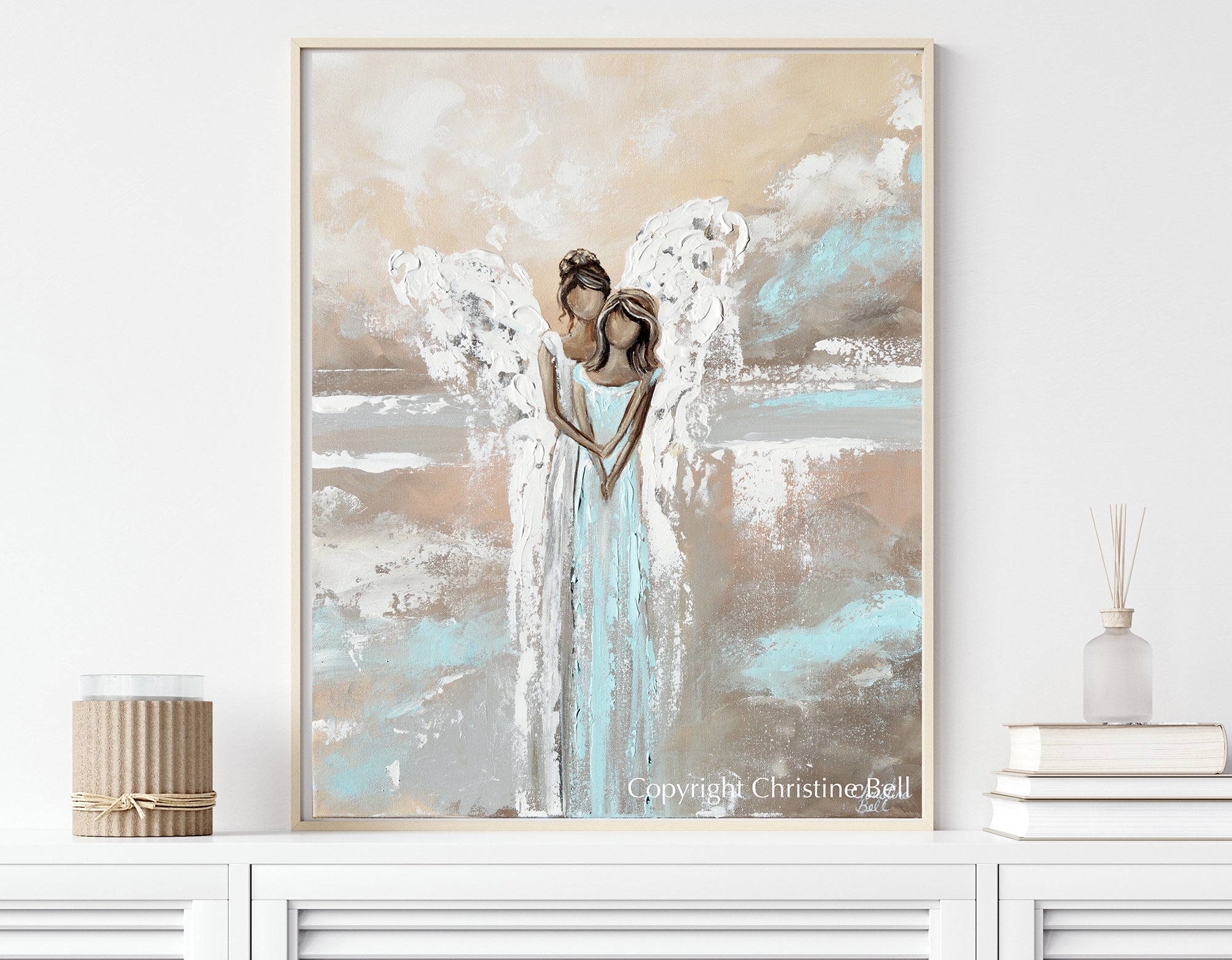 Angel Paintings abstract art guardian angels spiritual wall art decor ...