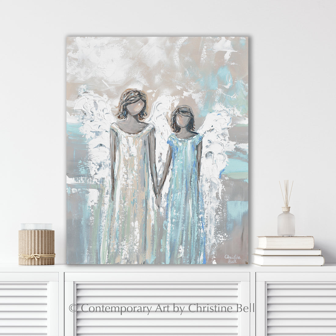 Angel Paintings abstract art guardian angels spiritual wall art decor ...