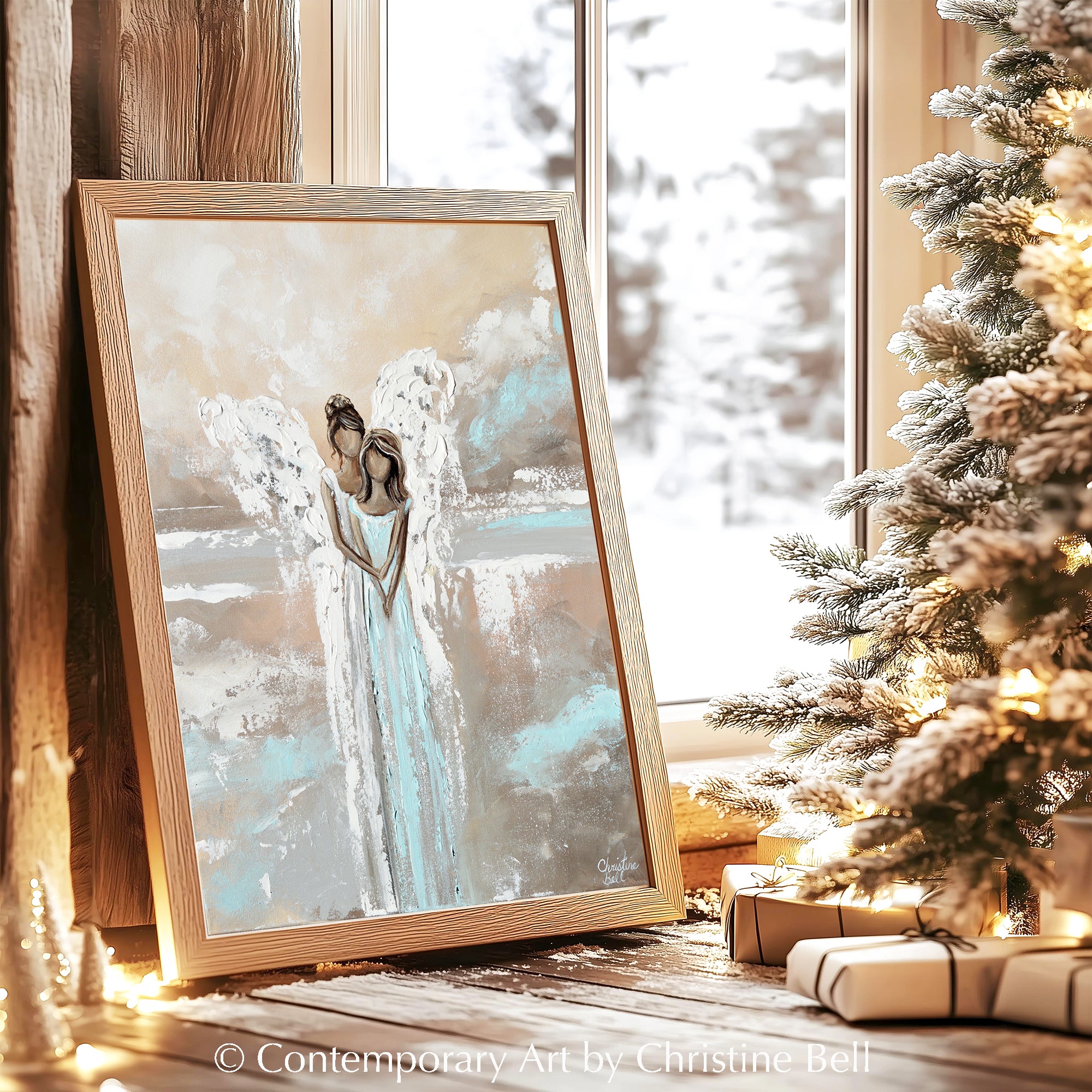 Angel Paintings abstract art guardian angels spiritual wall art decor ...