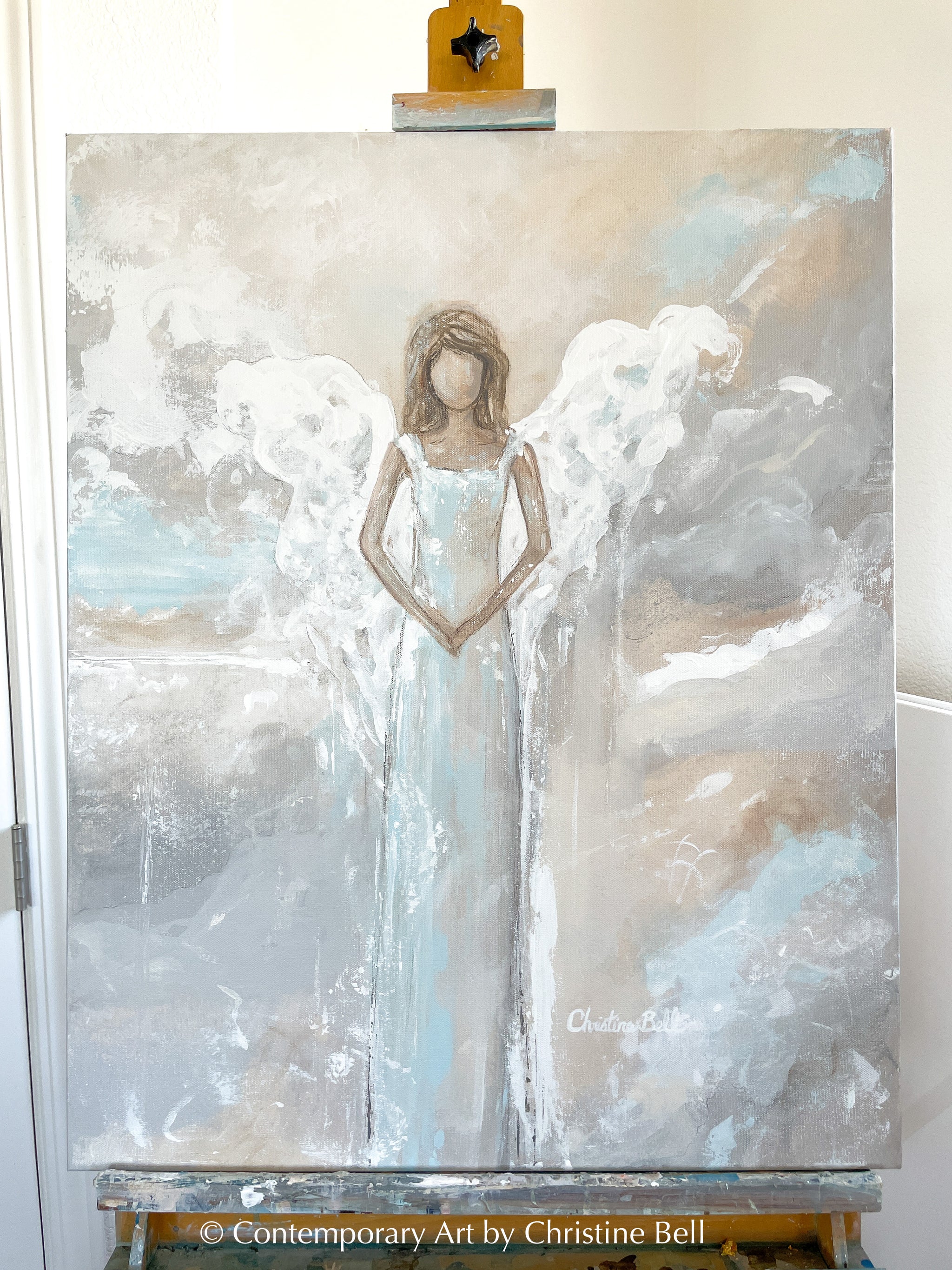 Angel Paintings abstract art guardian angels spiritual wall art decor ...