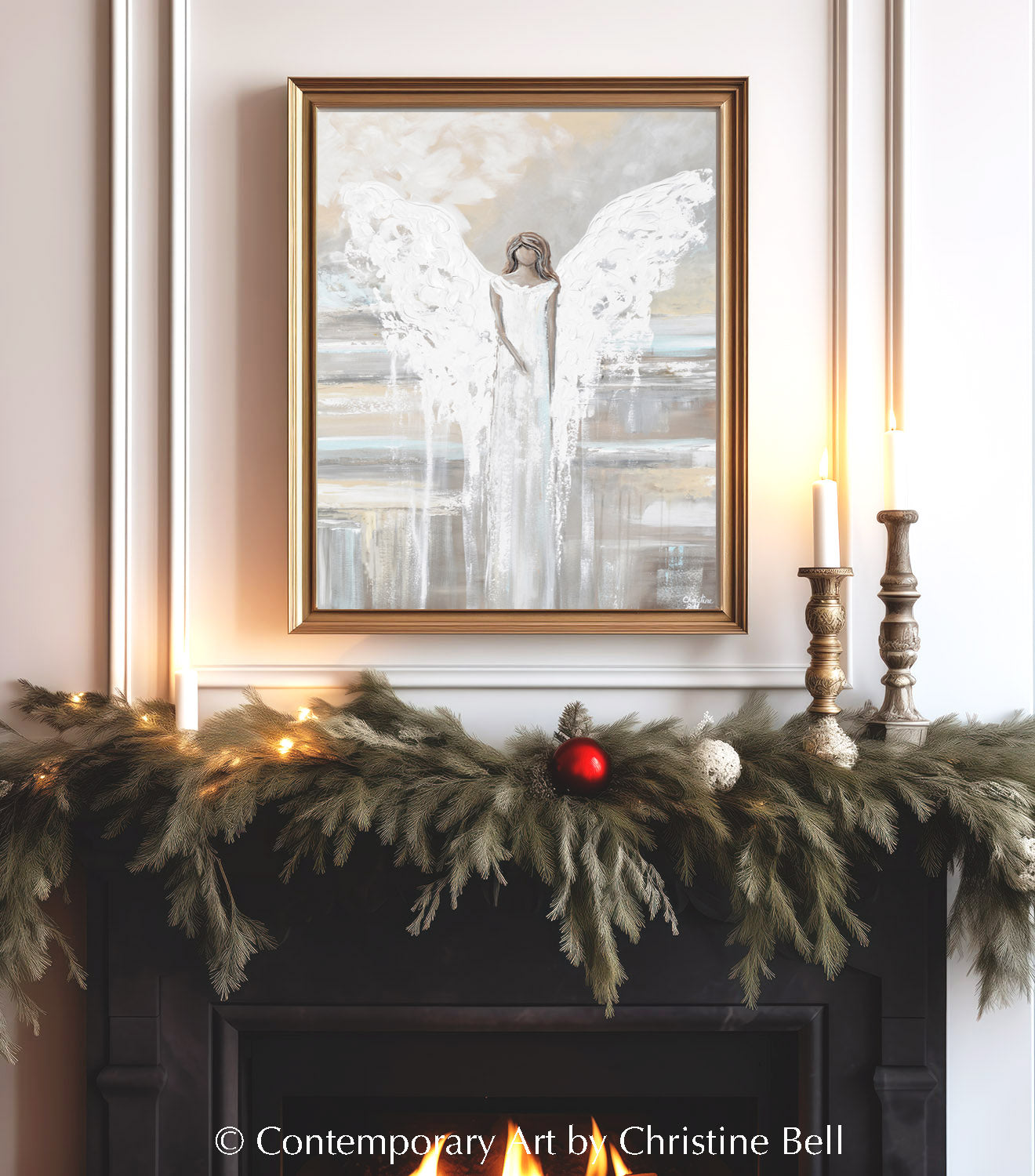Angel Paintings abstract art guardian angels spiritual wall art decor ...