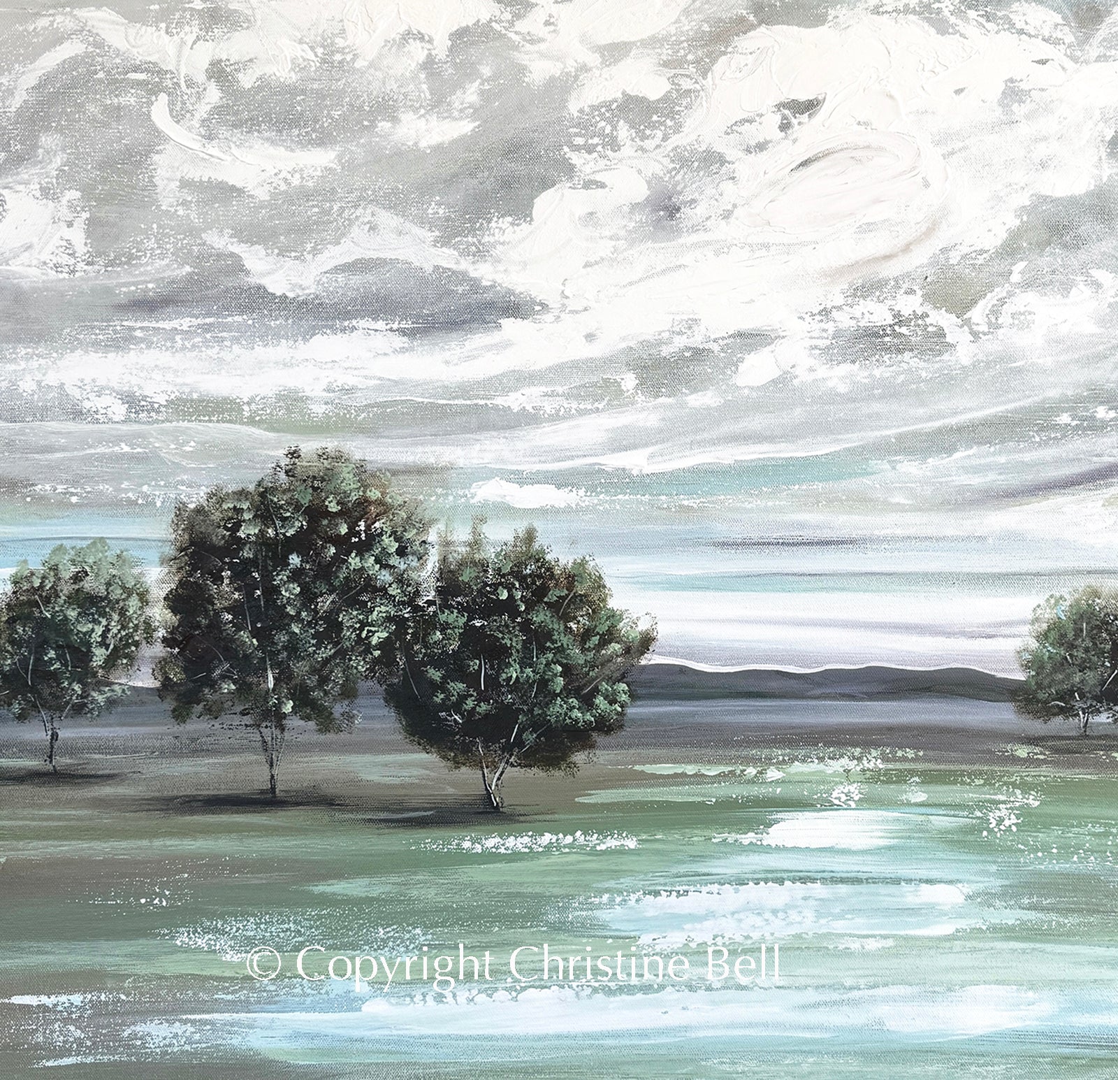 ORIGINAL Landscape Oil Painting Green Trees Abstract Wall Art Decor ...