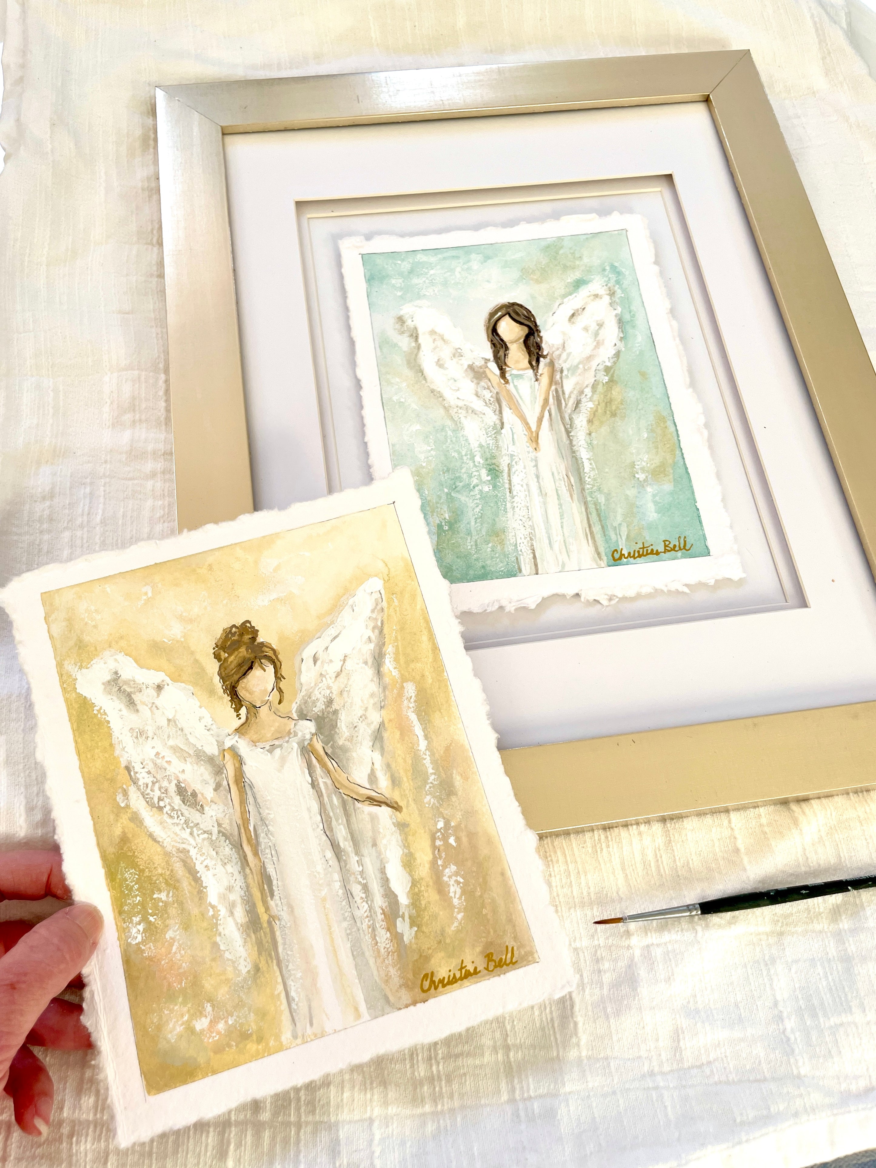 Angel Paintings abstract art guardian angels spiritual wall art decor ...