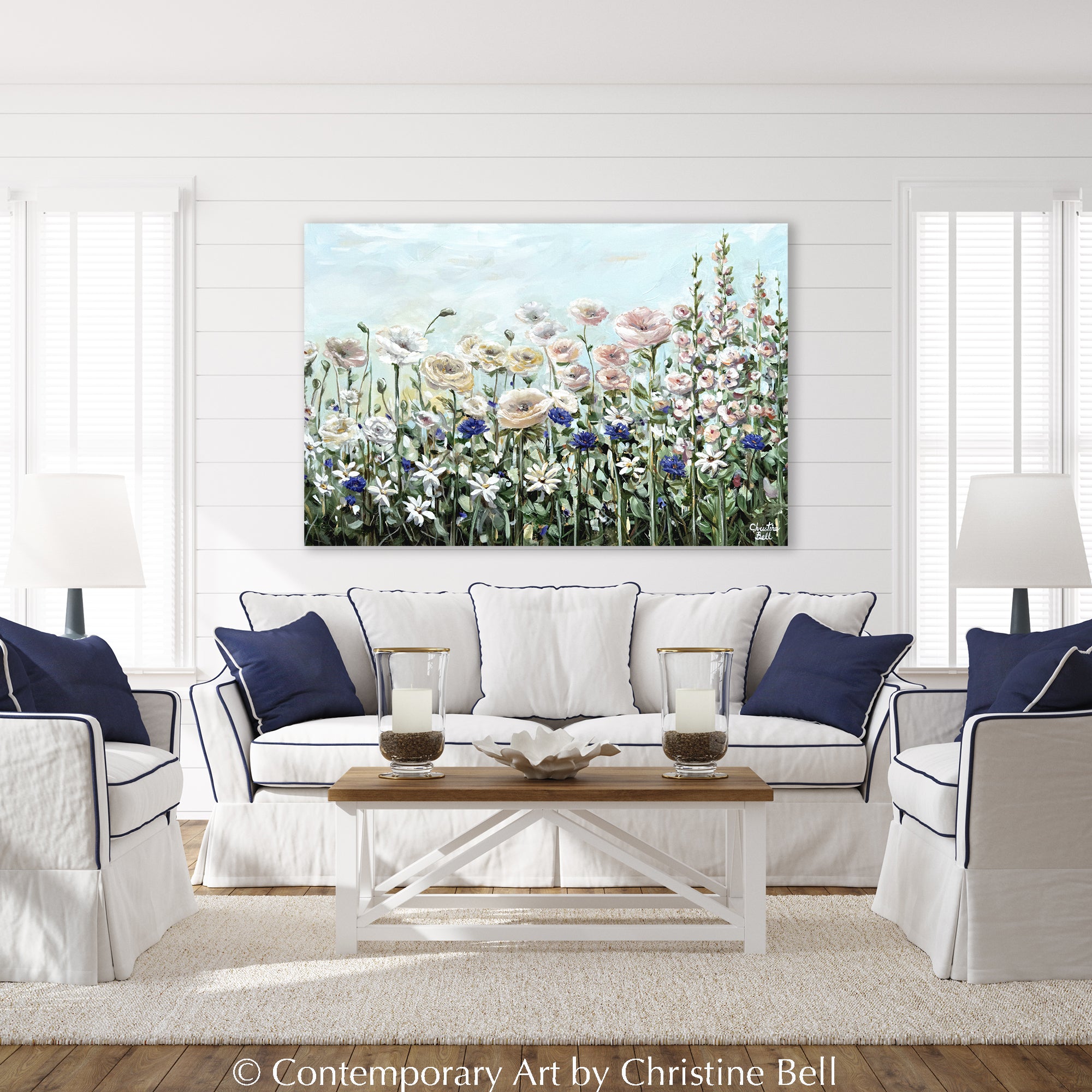 ORIGINAL Floral Painting Flower Garden Wildflowers Home Wall Art Decor ...