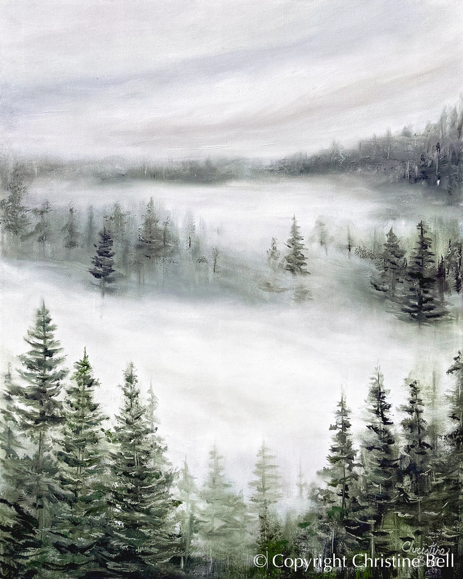how to draw a misty forest landscape