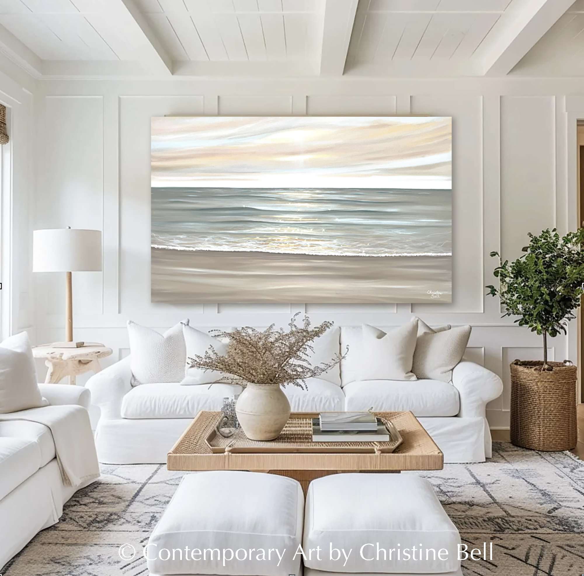 Giclée Print Neutral Coastal Ocean Painting Seascape Canvas Wall Art ...