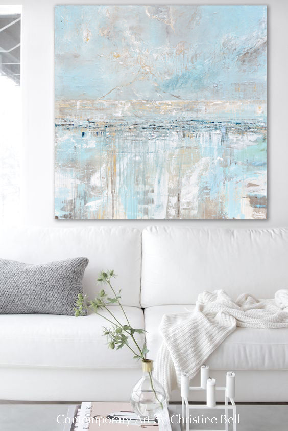 Giclée Canvas Print Light Blue Coastal Abstract Painting Beach Art ...