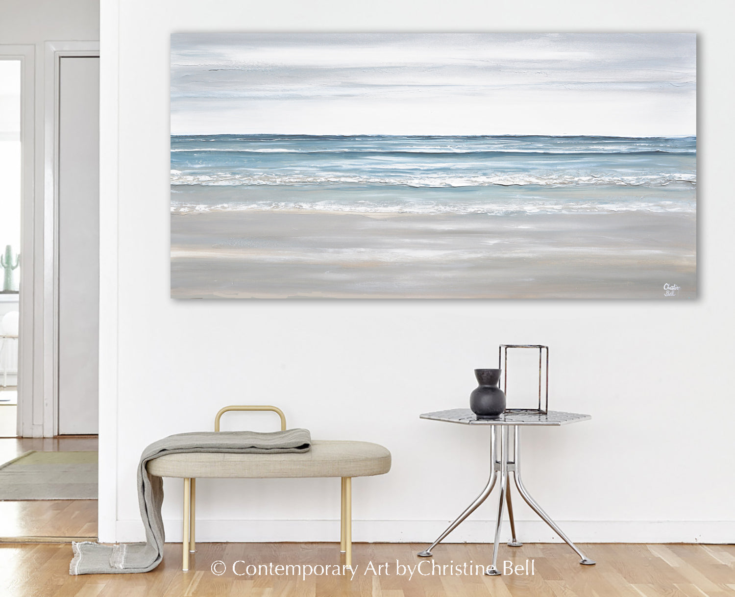 ORIGINAL Abstract Seascape Painting Ocean Coastal Beach Decor Wall Art ...