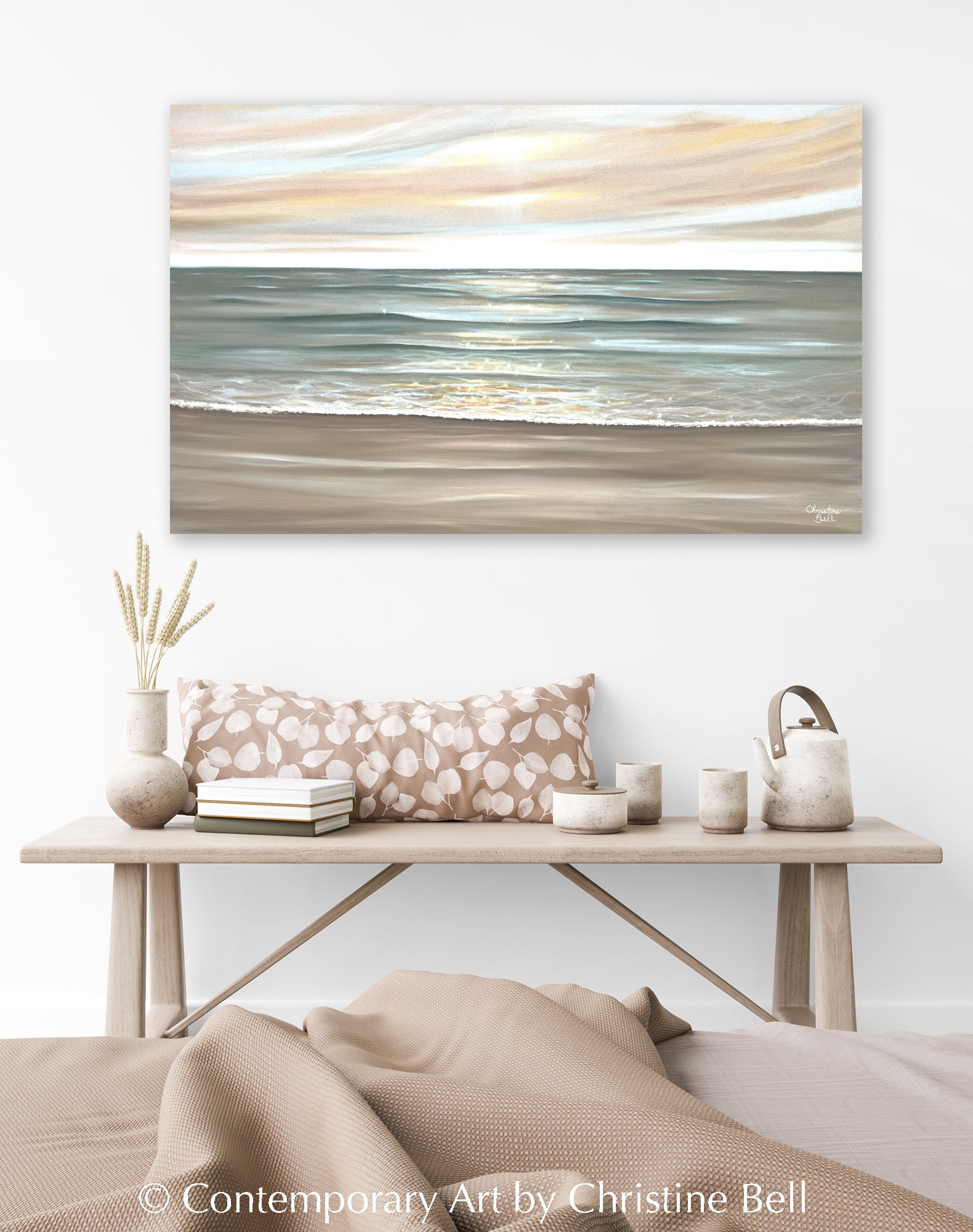 Giclée Print Neutral Coastal Ocean Painting Seascape Canvas Wall Art ...