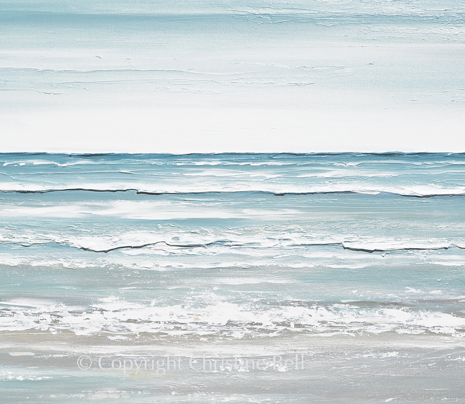 ORIGINAL Abstract Seascape Painting Ocean Coastal Beach Wall Art Decor ...