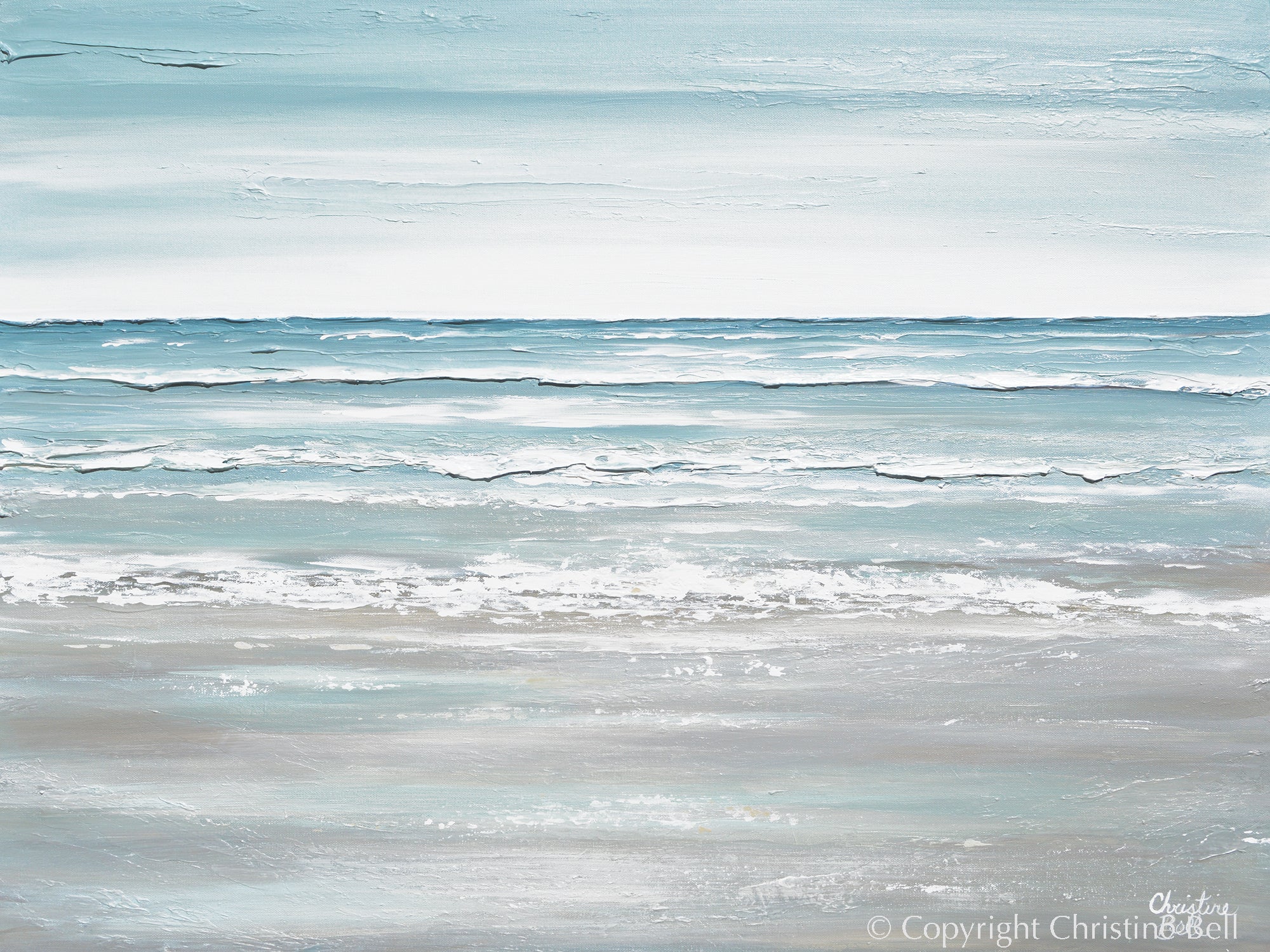 ORIGINAL Abstract Seascape Painting Ocean Coastal Beach Wall Art Decor ...