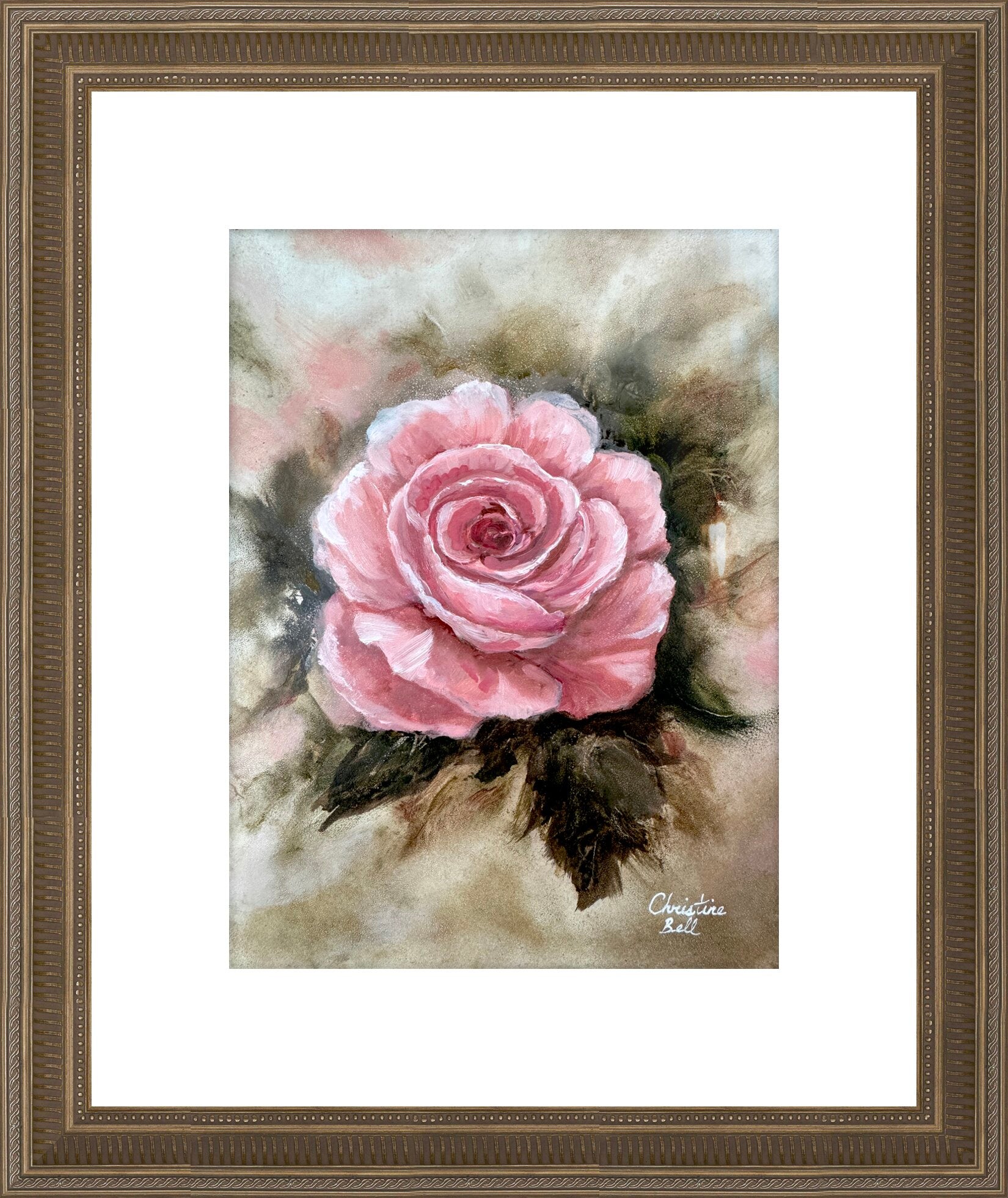 ORIGINAL Pink Roses Oil Painting Flower Bouquet White Wall Art Decor ...