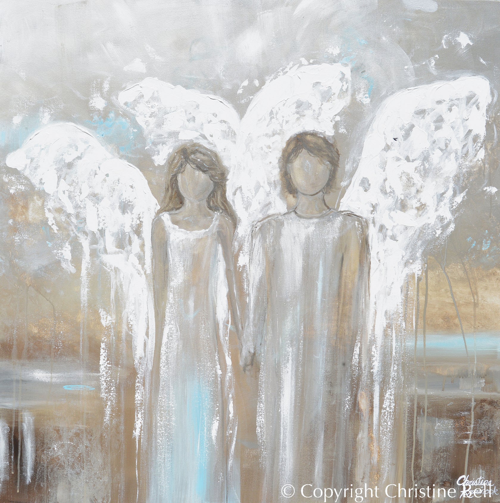 Angel Paintings abstract art guardian angels spiritual wall art decor ...
