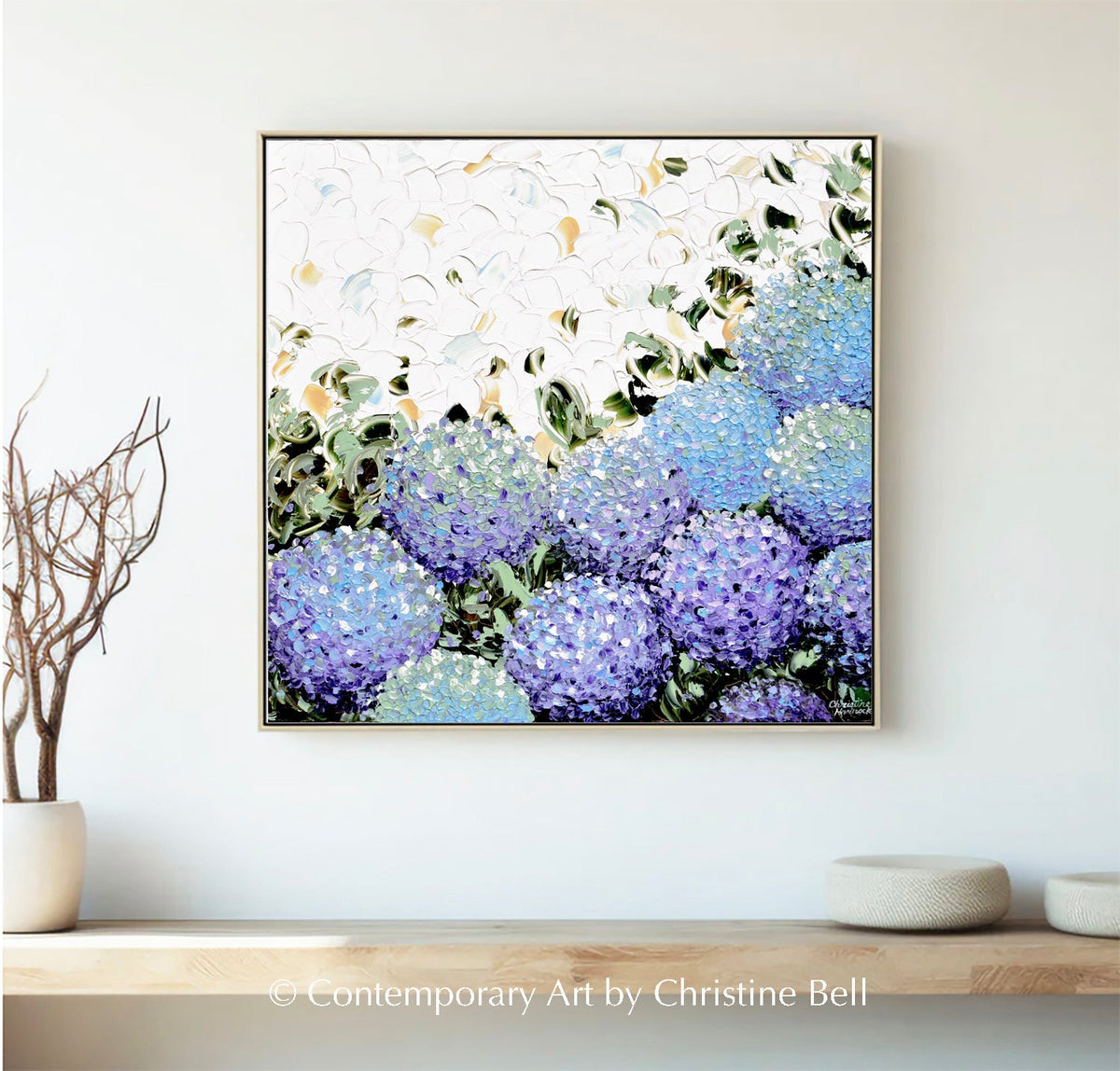 Original Art Floral Painting Hydrangea Flower Texture Canvas Wall Art ...