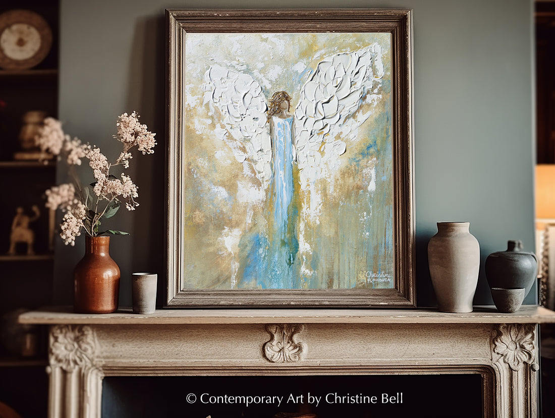 Angel Paintings abstract art guardian angels spiritual wall art decor ...