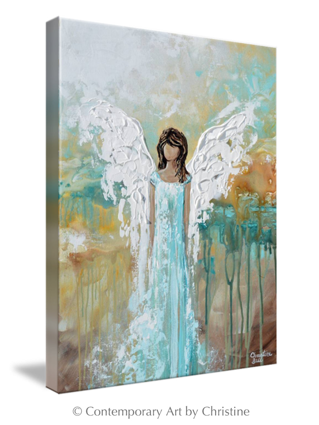 Giclee Print Angel Painting Angel of Hope Aqua Blue Spiritual Wall Art ...