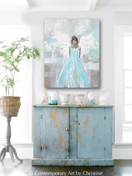 ORIGINAL Angel Painting Guardian Angels Home Decor Spiritual Wall Art ...
