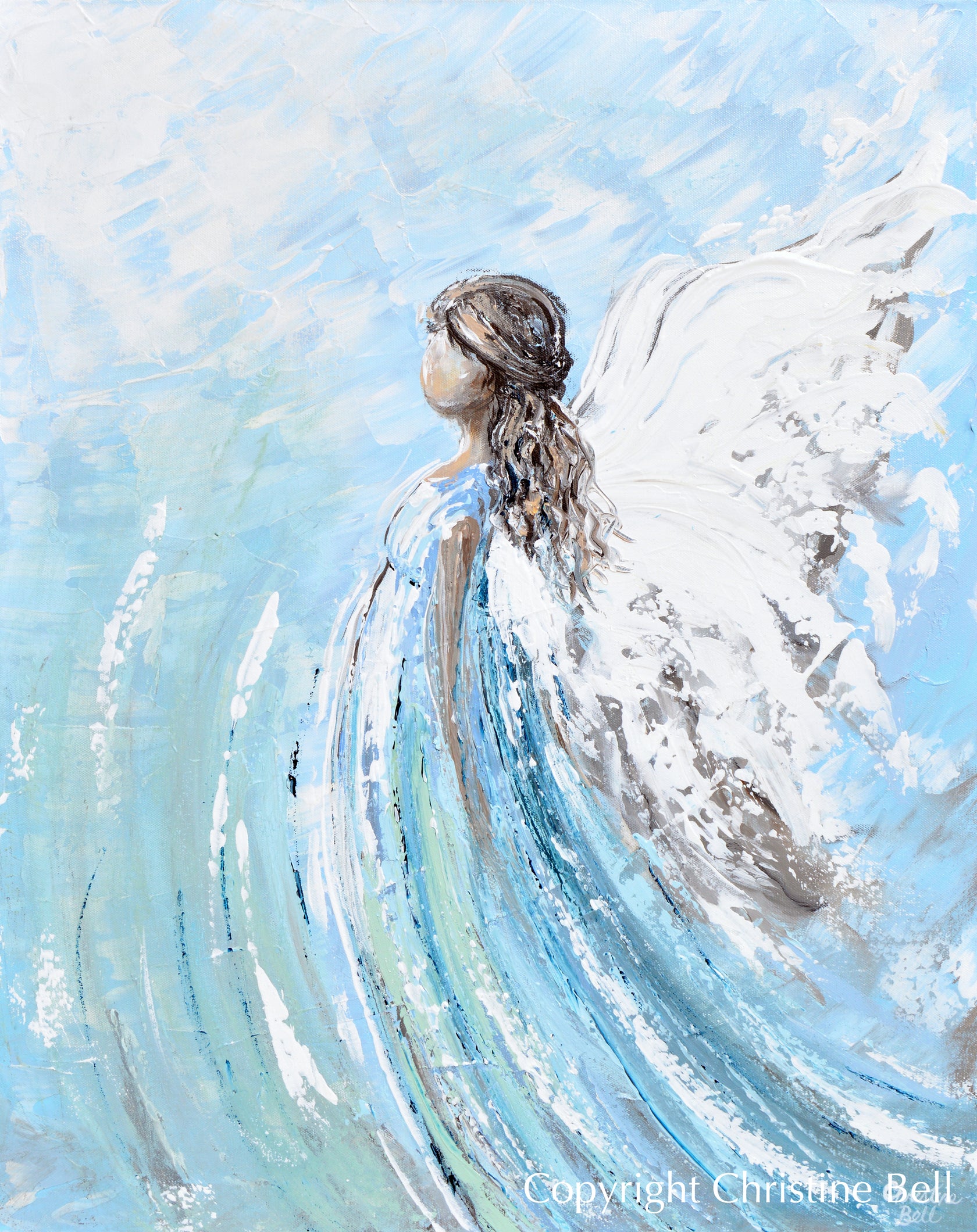 Angel Paintings abstract art guardian angels spiritual wall art decor ...