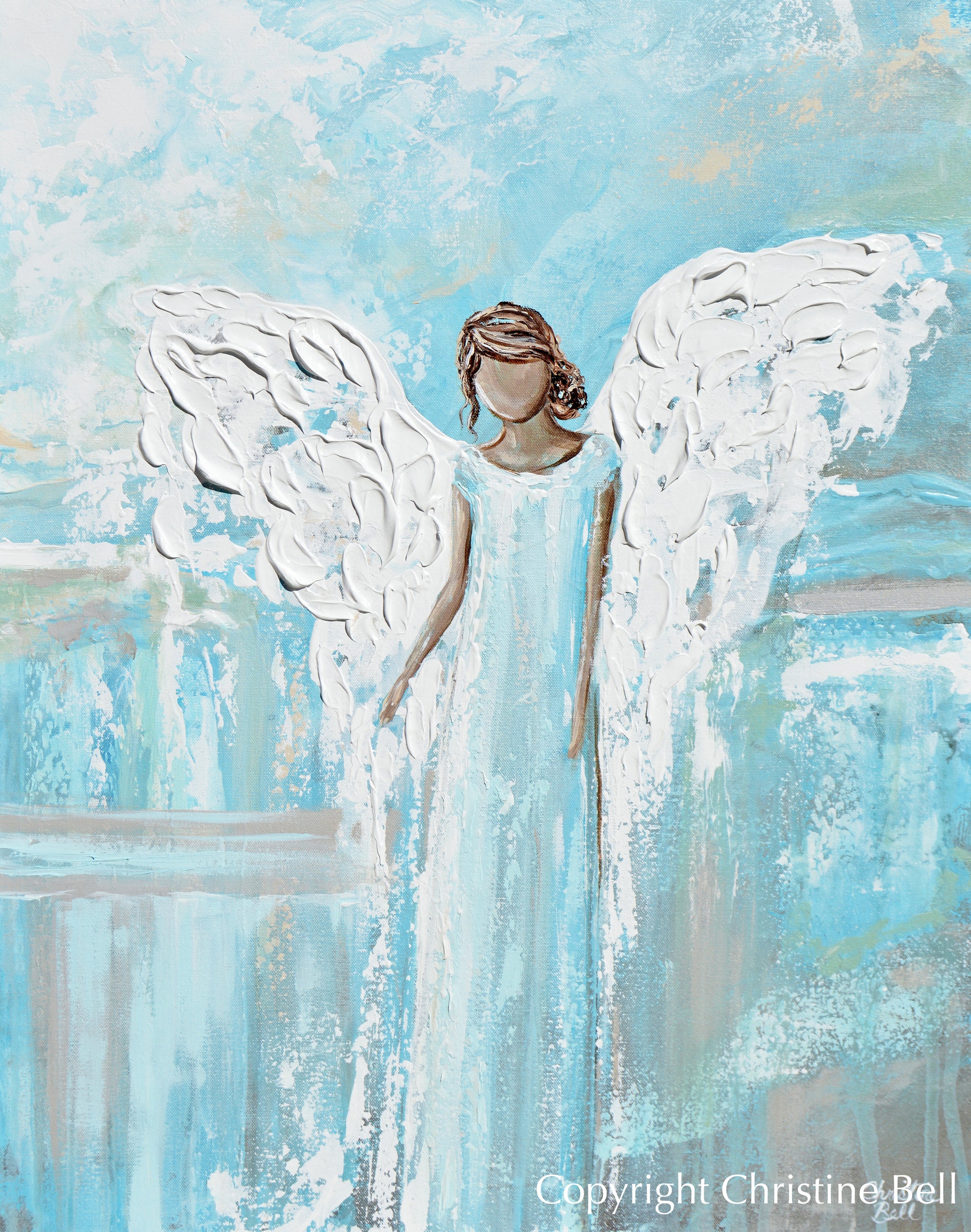 ORIGINAL Angel Painting Modern Guardian Angel Decor Spiritual Wall Art ...