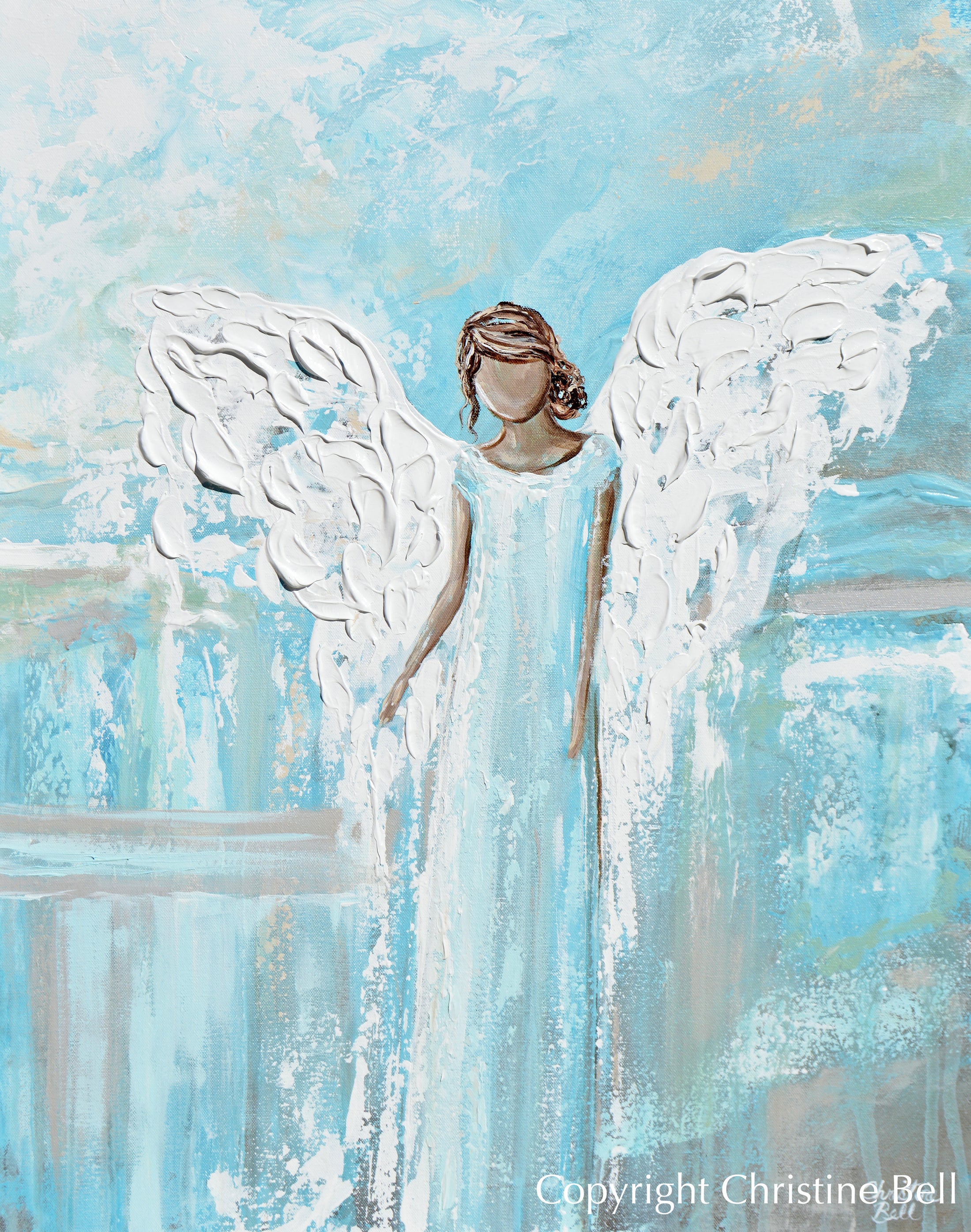 ORIGINAL Angel Painting Modern Guardian Angel Decor Spiritual Wall Art ...