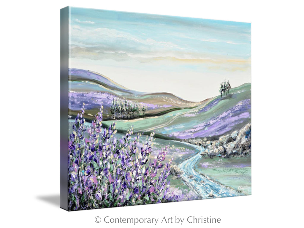 Giclee Print Abstract Painting Landscape Lavender Flowers Wall Decor ...