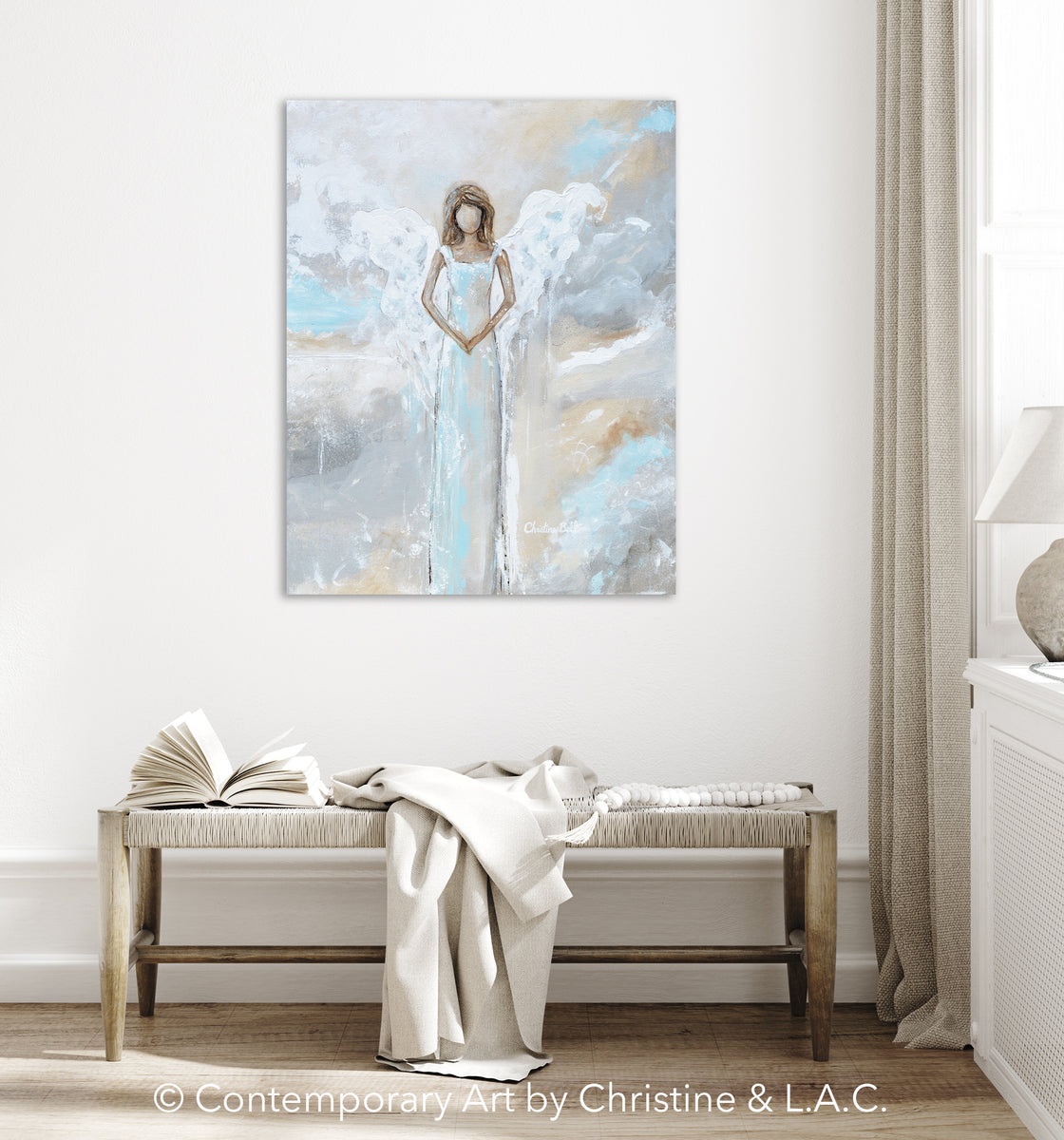 "Angel of Peace" Giclee Canvas Print Angel Painting Blue Grey Wall Art ...