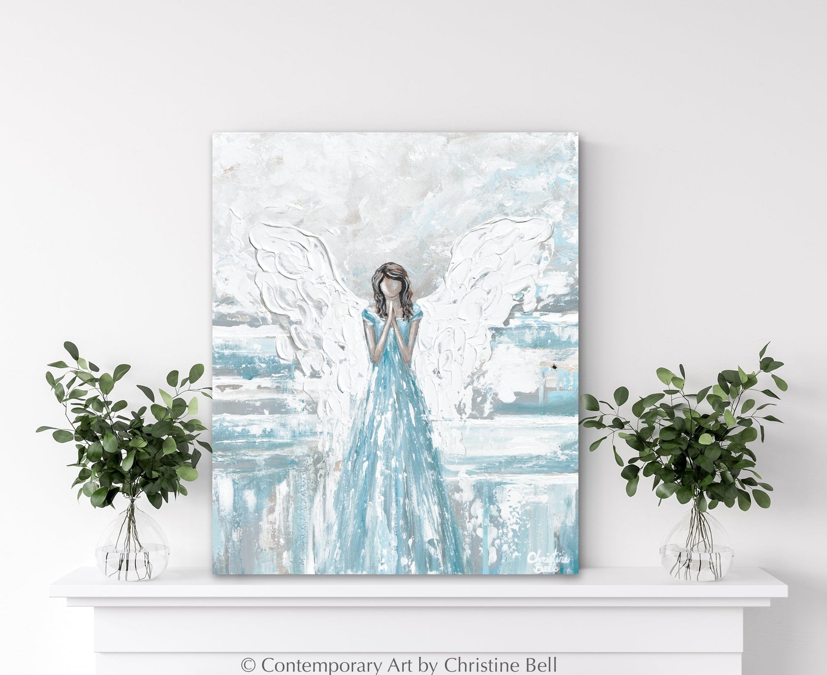 Angel Paintings abstract art guardian angels spiritual wall art decor ...