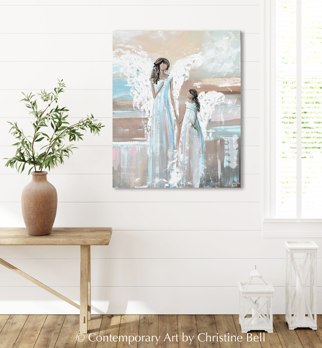 Angel Paintings abstract art guardian angels spiritual wall art decor ...