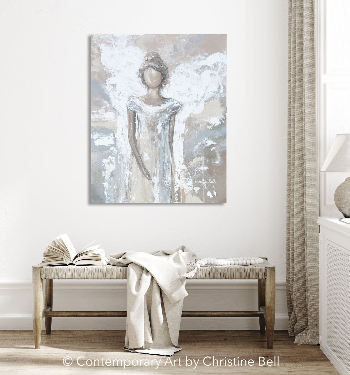 Giclee Print Angel Painting Neutral Abstract Angel Holiday Gift Decor ...