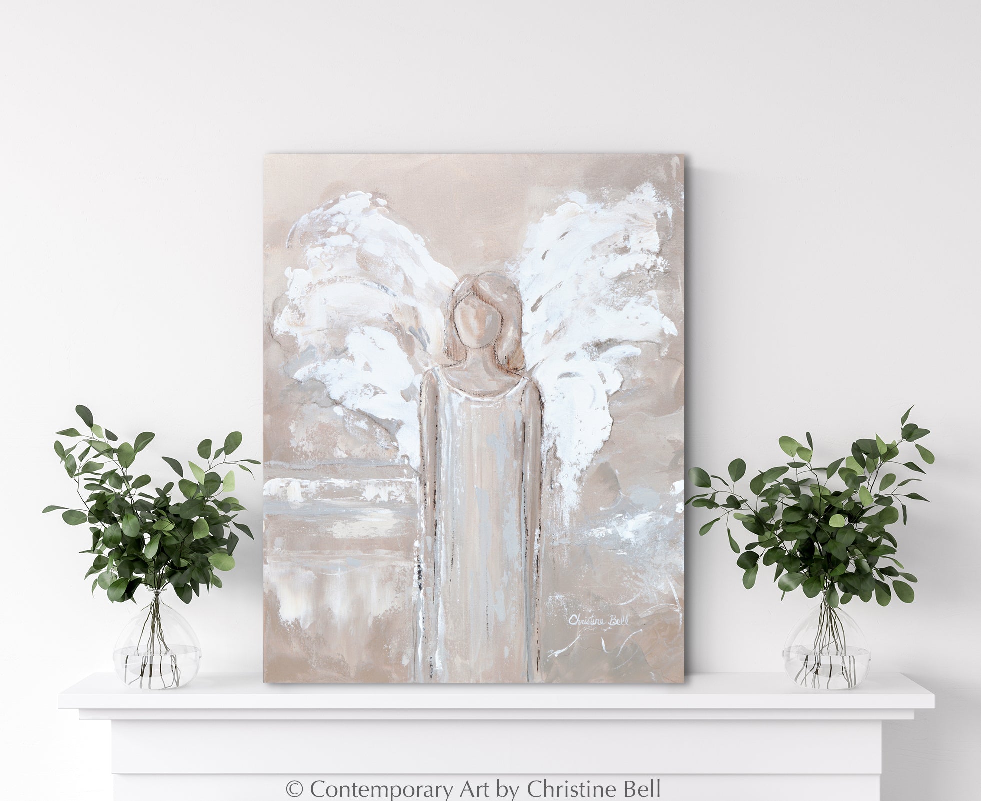 Angel Paintings abstract art guardian angels spiritual wall art decor ...