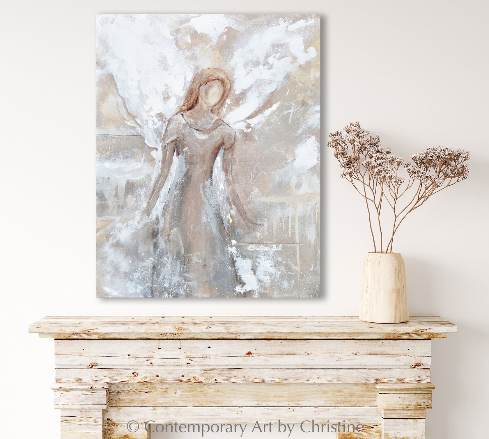 Angel Paintings abstract art guardian angels spiritual wall art decor ...