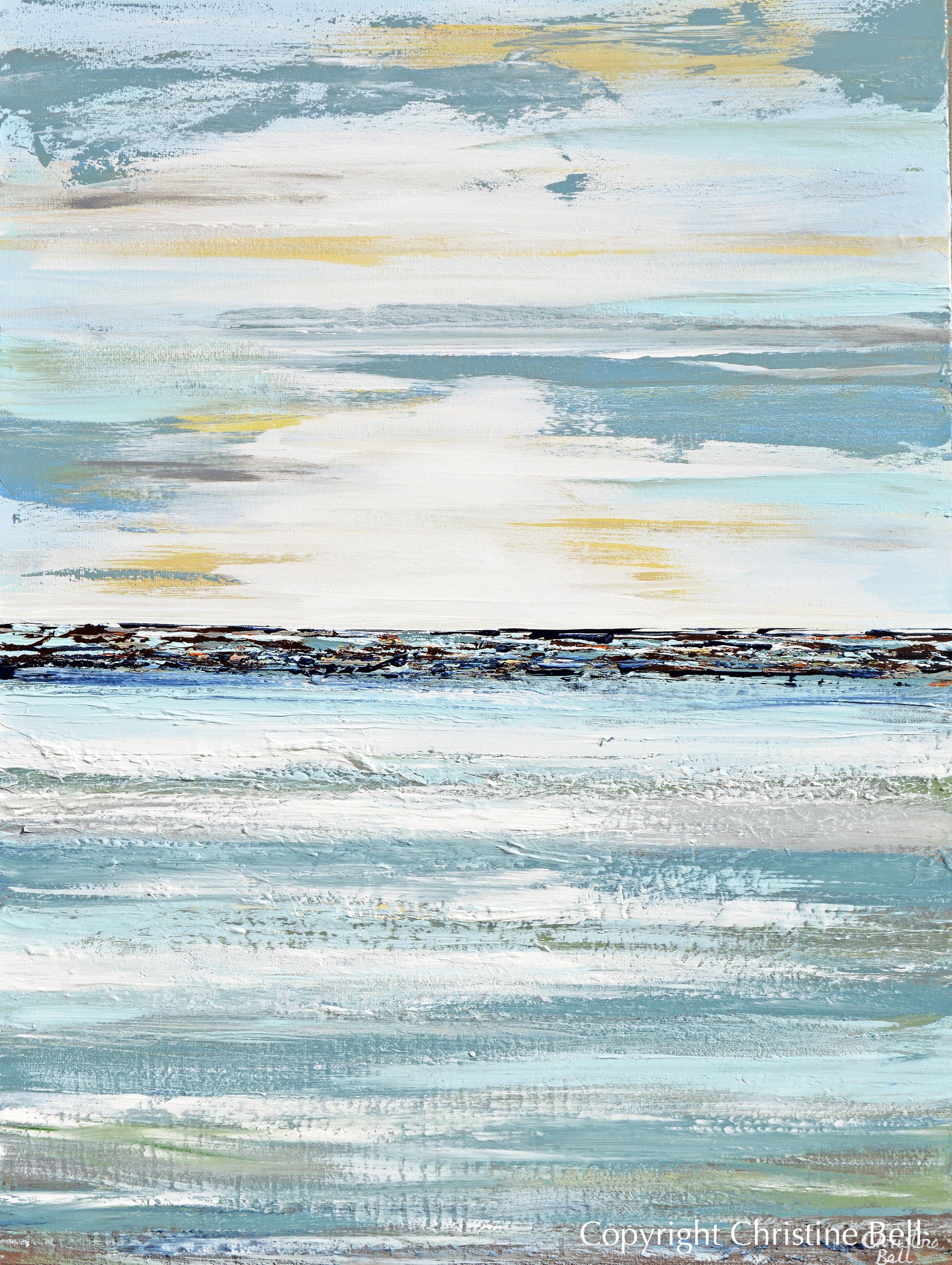 ORIGINAL Abstract Painting Coastal Beach Wall Art White Neutral Home ...