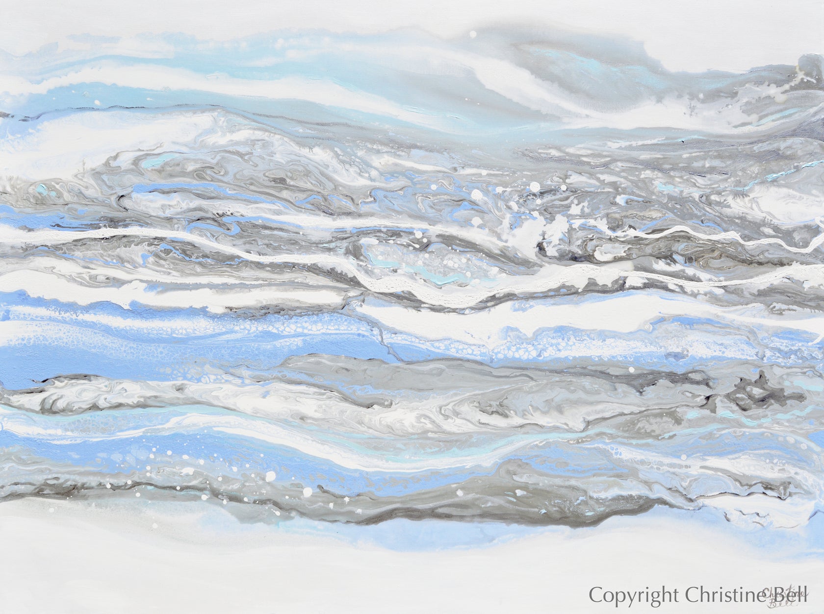 ORIGINAL Art Blue Grey Coastal Abstract Painting Modern Home Decor ...