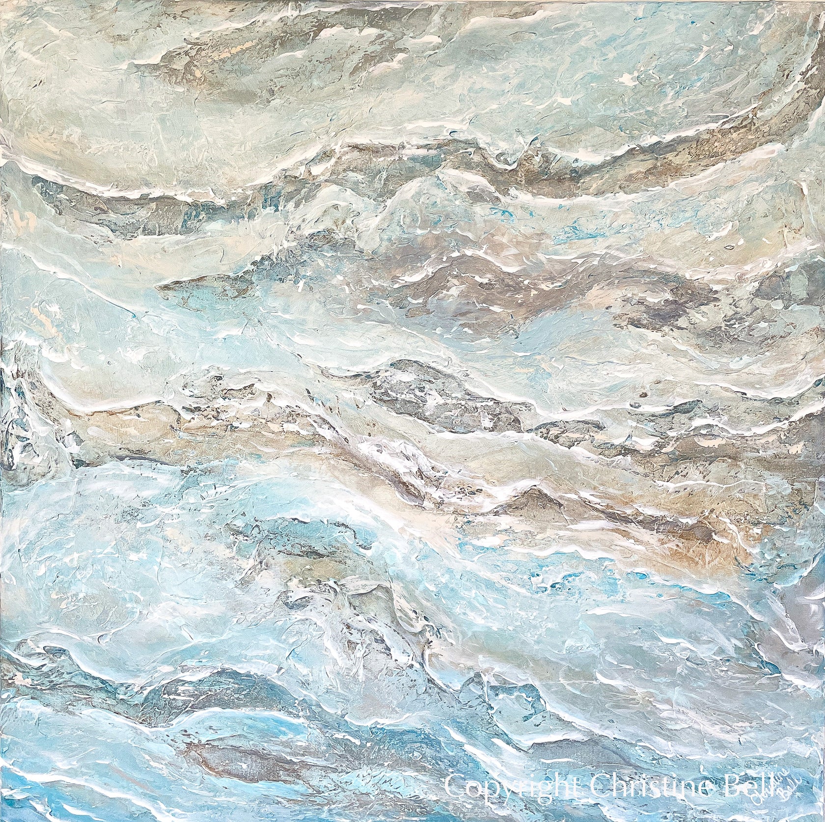 ORIGINAL Abstract Painting Textured Art Coastal Wall Art Neutral Blue ...