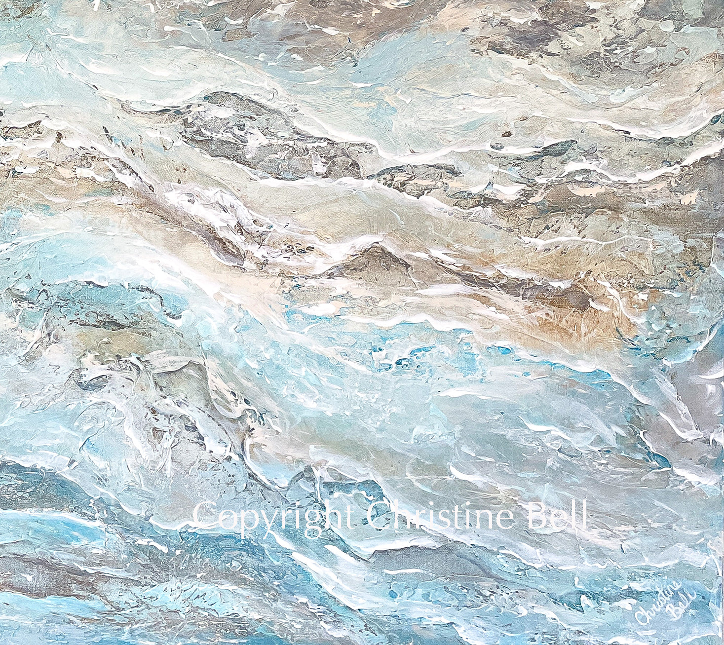 ORIGINAL Abstract Painting Textured Art Coastal Wall Art Neutral Blue ...