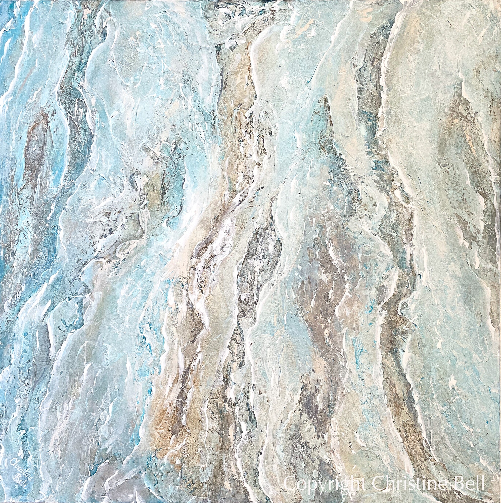 ORIGINAL Abstract Painting Textured Art Coastal Wall Art Neutral Blue ...
