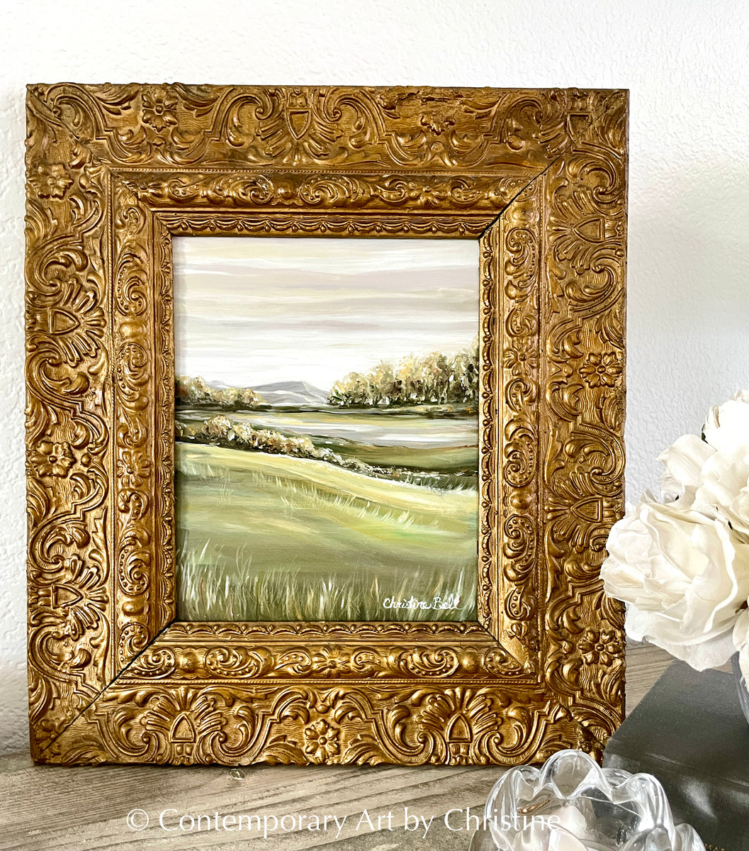 Original Oil Painting Framed Art Landscape Antique Gold Frame Decor ...