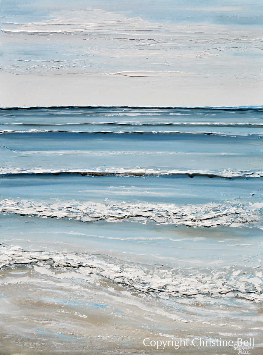 ORIGINAL Abstract Ocean Painting Seascape Coastal Minimalist Art Decor ...