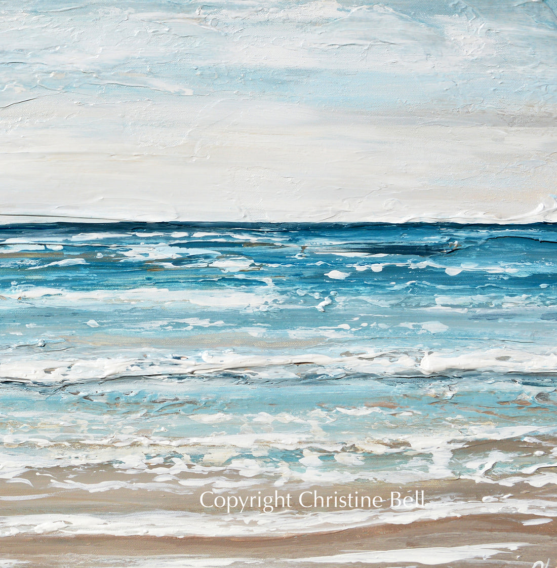 ORIGINAL Abstract Ocean Painting Seascape Coastal Wall Art Beach Decor ...