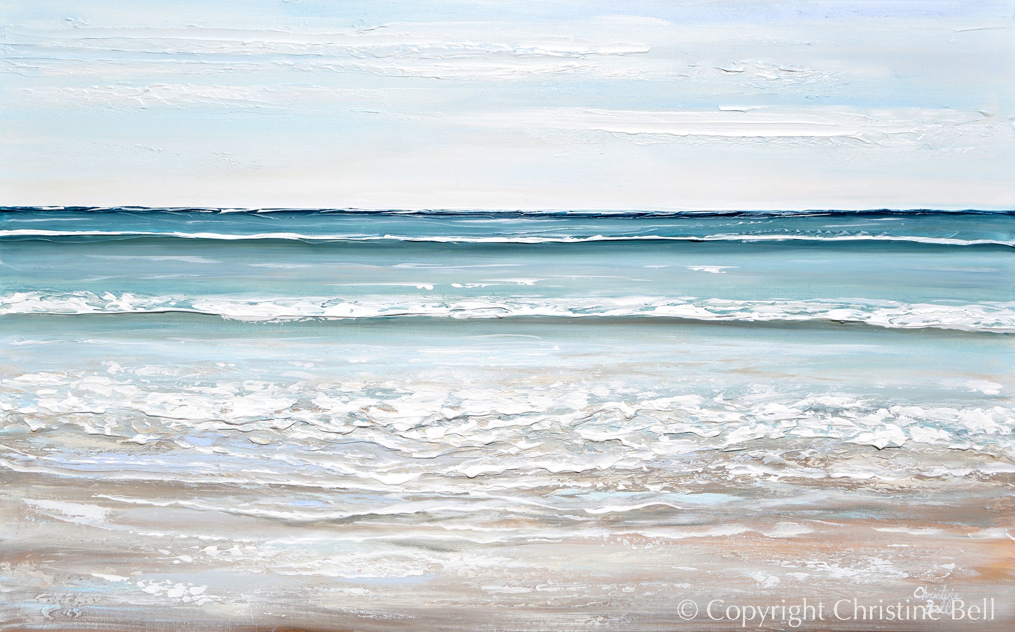 ORIGINAL Abstract Painting Seascape Coastal Ocean Blue Wall Art Decor ...