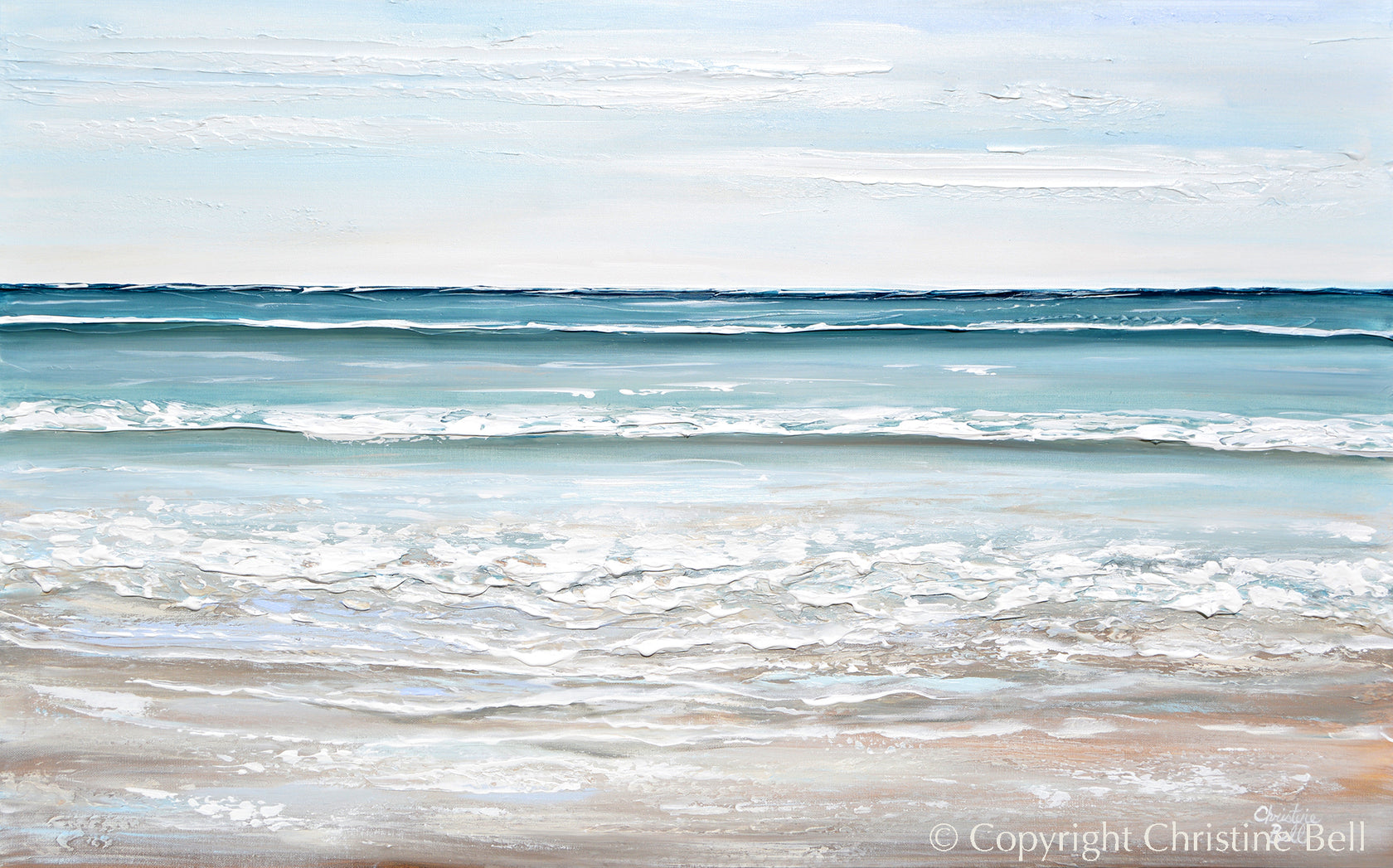 ORIGINAL Abstract Painting Seascape Coastal Ocean Blue Wall Art Decor ...