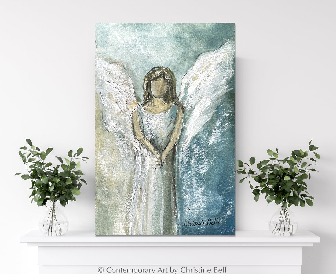 Angel Paintings abstract art guardian angels spiritual wall art decor ...