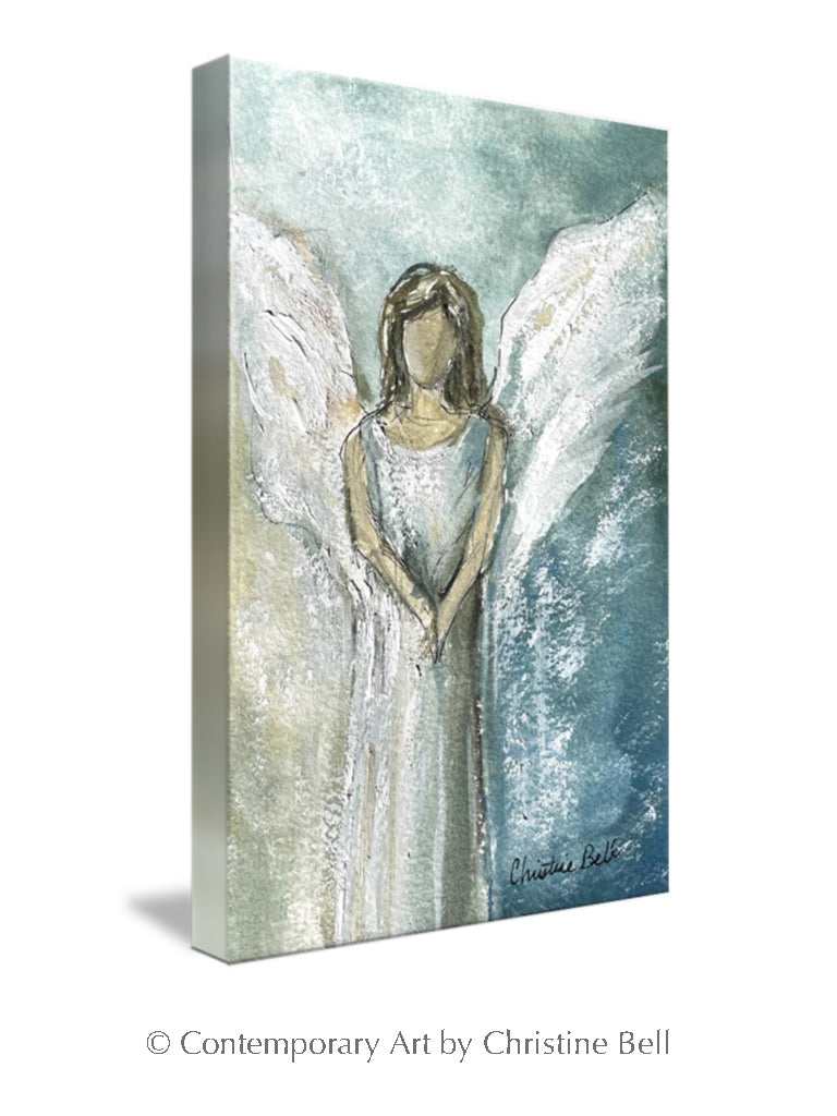 Angel Painting Canvas Art Guardian Angel Gift for Her Home Wall Decor ...