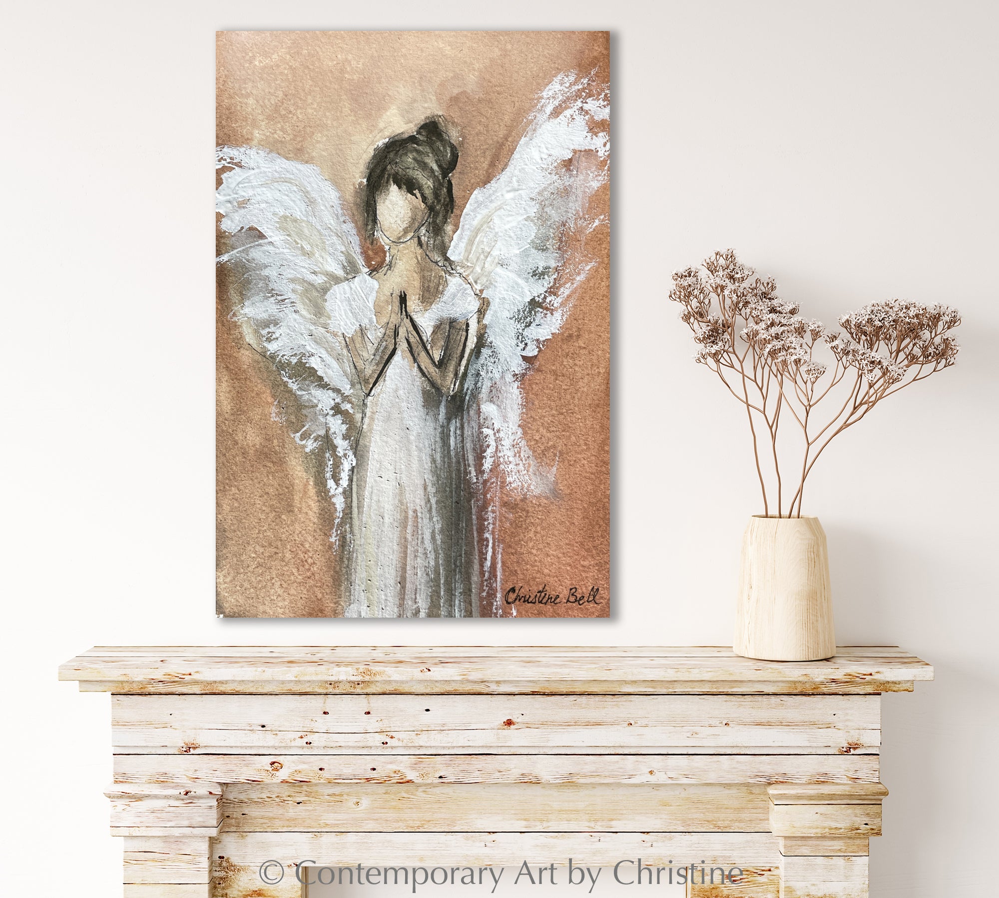 Angel Paintings abstract art guardian angels spiritual wall art decor ...