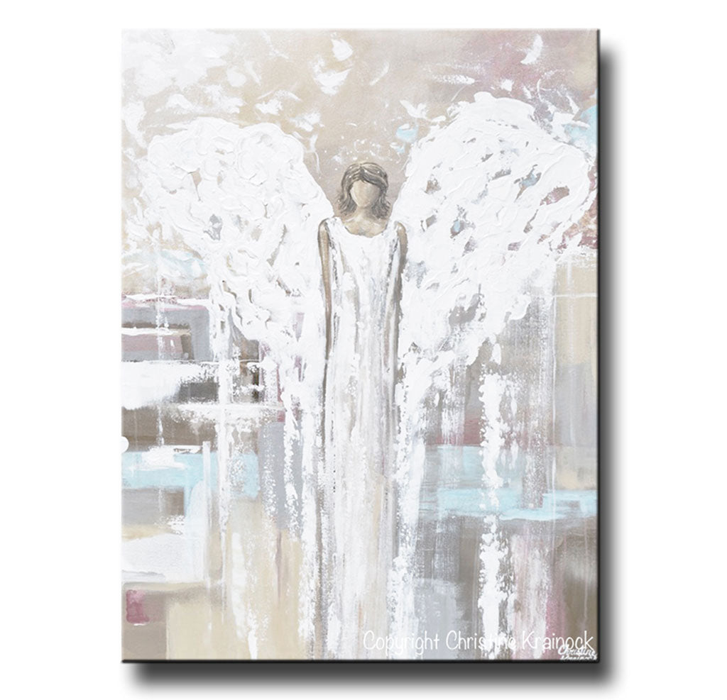 CANVAS PRINT Abstract Angel Painting Angel Cream White Wall Art Decor ...