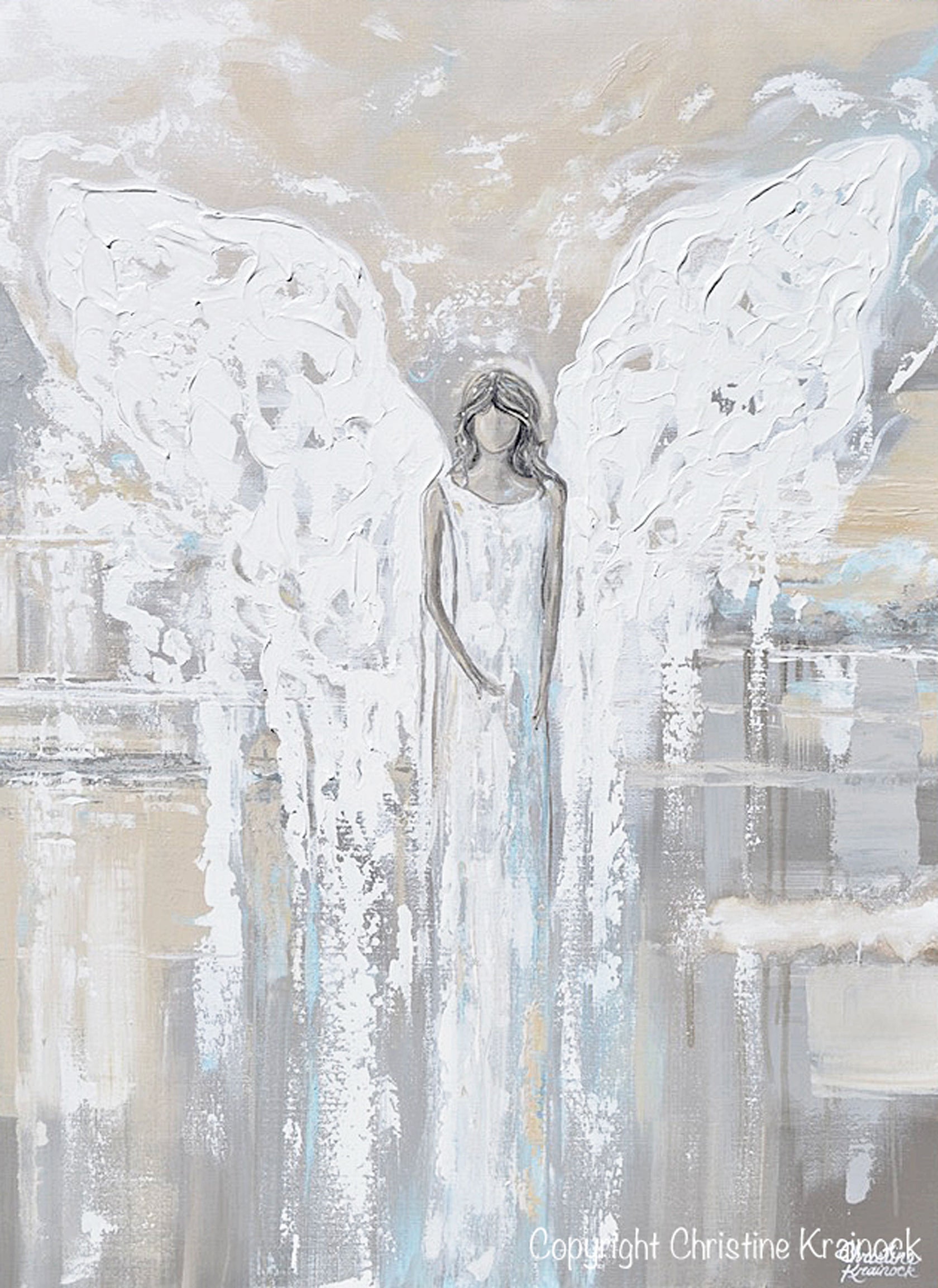 Angel Paintings abstract art guardian angels spiritual wall art decor ...