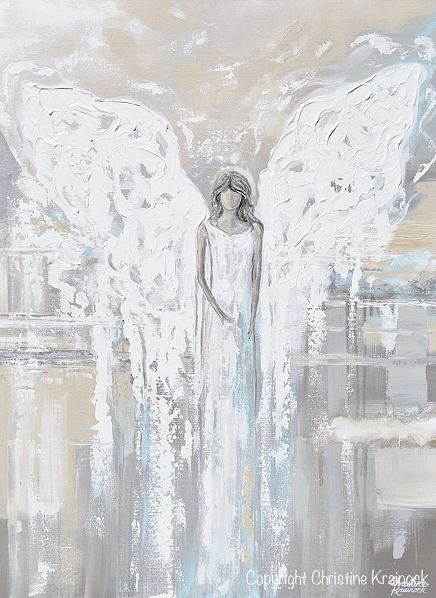 Art Abstract Angel Painting Guardian Angel Love Matted Print Wall Art ...