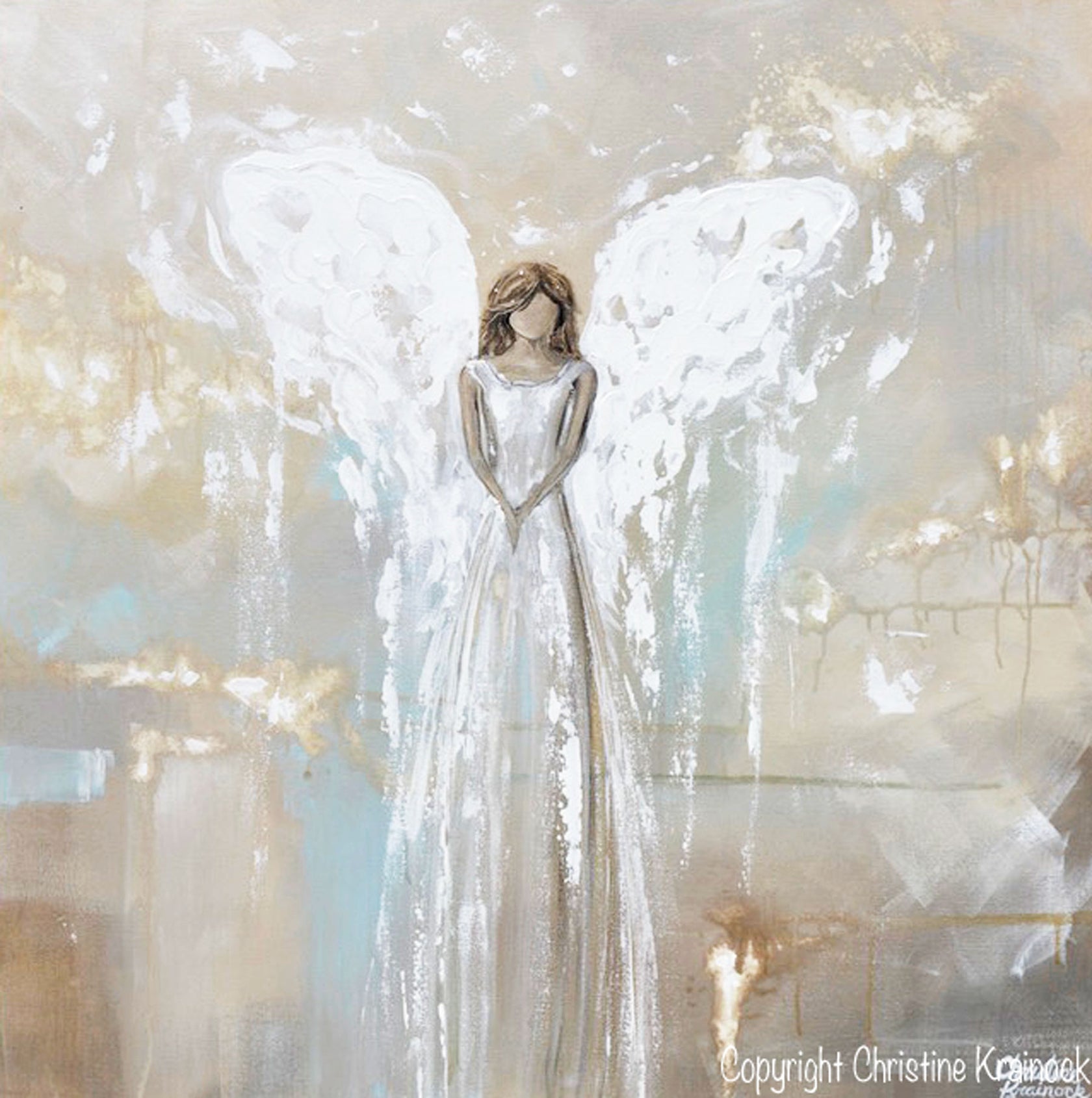 Angel Paintings abstract art guardian angels spiritual wall art decor ...