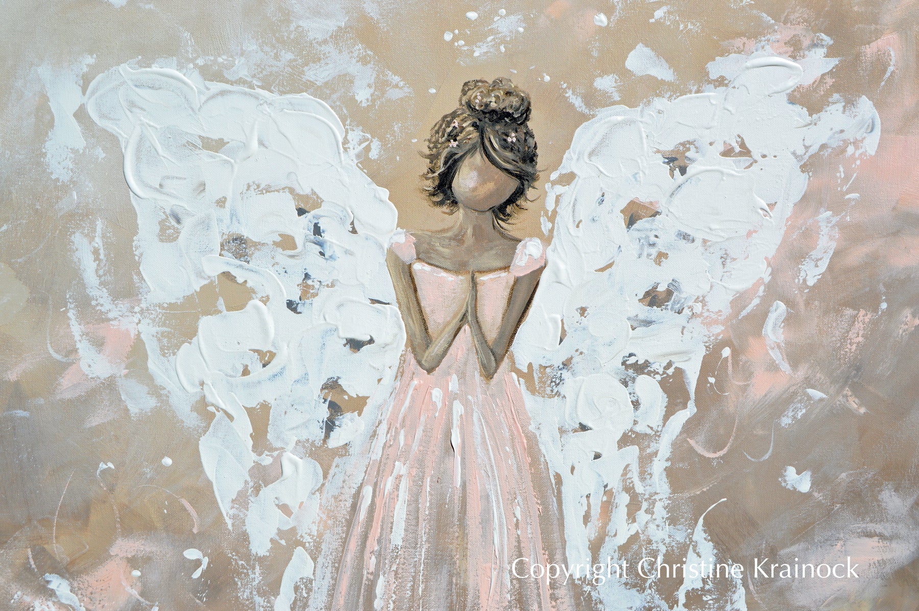 Canvas Print Abstract Angel Painting Art Pink Angel Girls Room Decor ...